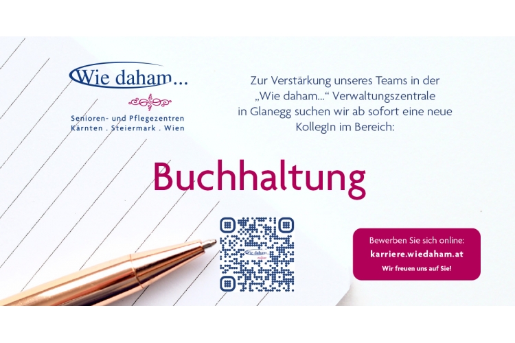 BuchhalterIn / Verrechnung (m/w/d) - „Wie daham…“ Senioren- und ...